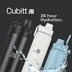 Cubitt Insulated Sports Hydro Water Bottle 24 oz, 2 Lids (Coffee Lid and Wide Mouth Twist Sports Lid), Stainless Steel, Double Walled. Cold for up to 24 hours, Hot for up to 12 hours. (Blue 24 oz)