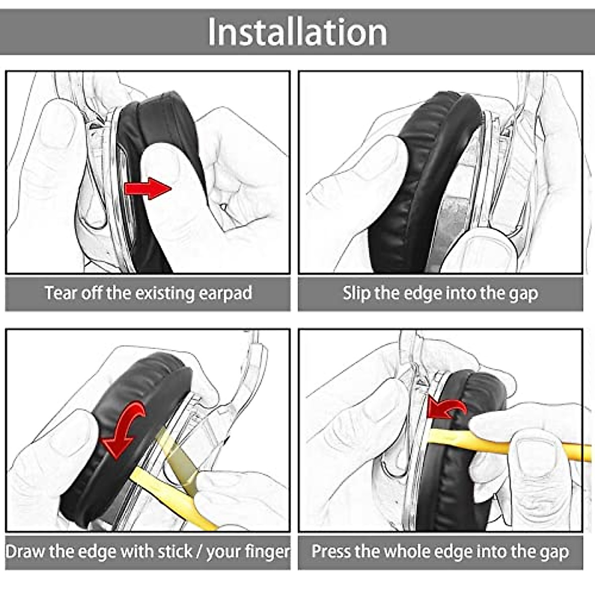 1 Pair Ear Pads Compatible with Sennheiser Momentum On-Ear Headphones Comfort Velour Ear Cushions Headset Repair Replacement Accessories Black