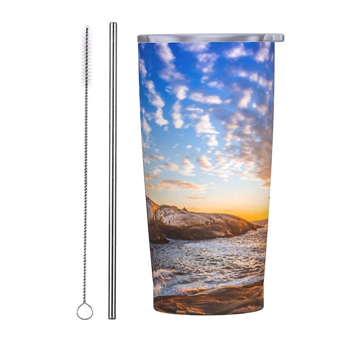20 OZ Tumbler Double Wall Stainless Steel Cup Ocean Wave Sunset Printed Vacuum Insulated Coffee Cups Car Mug Home Office Travel