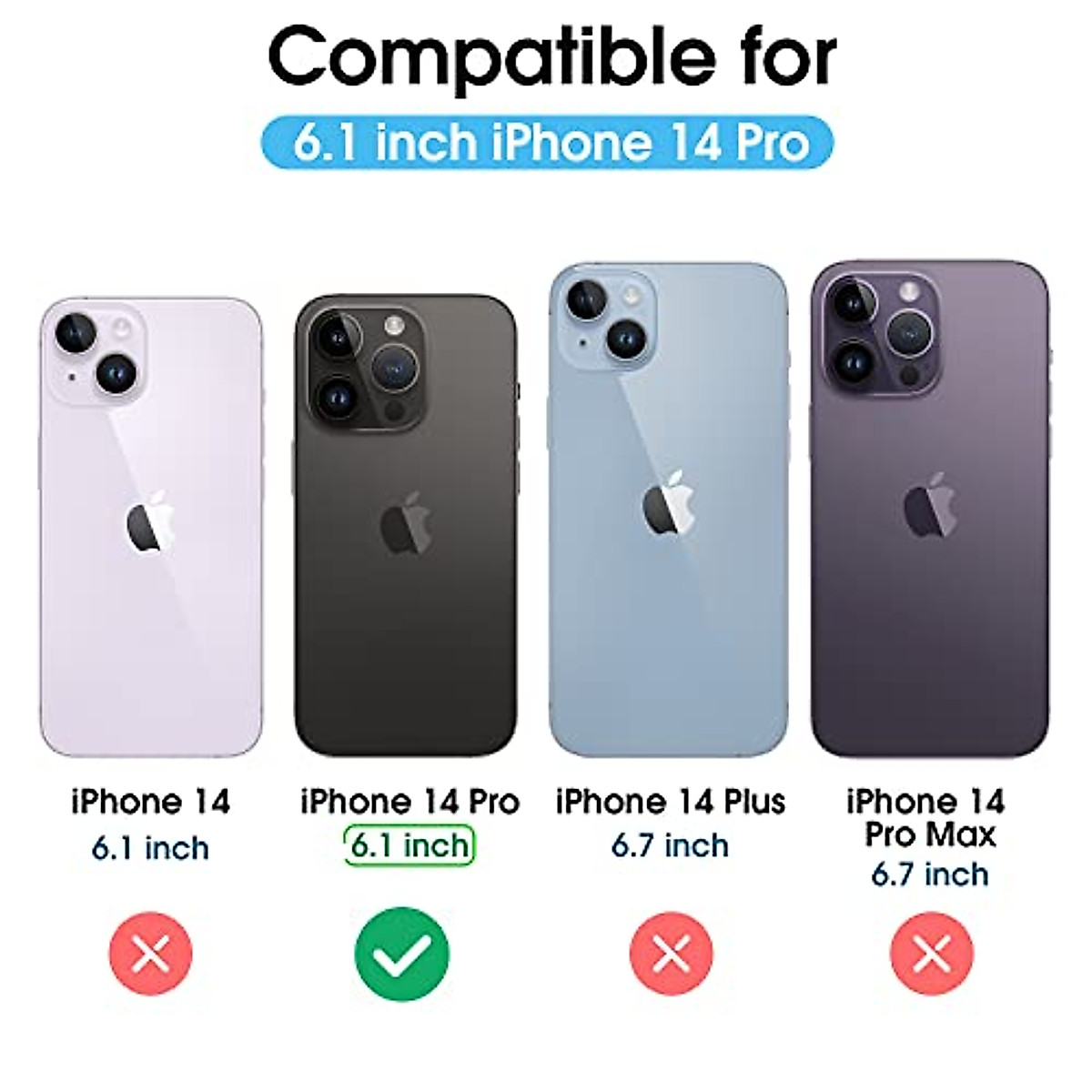 Arae Screen Protector for iPhone 14 Pro, HD Tempered Glass Anti Scratch Work with Most Case, 6.1 inch, 3 Pack