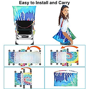 VOCOOL Beach Chair Towel Chaise Lounge Cover with Pockets and Clips Pool Chair Towel for Outdoor Patio Garden(Kaleidoscope)