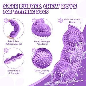 ABRRLO 6 Pack Puppy Teething Toys Cute Small Dog Toys Durable Puppy Chew Toys for Teething Essentials Purple Soft Rubber Small Breed Dog Squeaky Toys Balls for Puppies Interactive Doggy Chews Toys Set