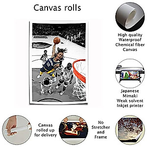 Ja Morant Poster Canvas Wall Art Basketball Posters Interior Room Bedroom Office Wall Decor (16x24inch-No Frame,A)