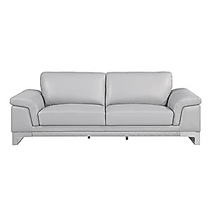 Blackjack Furniture Weston Collection Italian Leather Living Room Sofa, Light Gray
