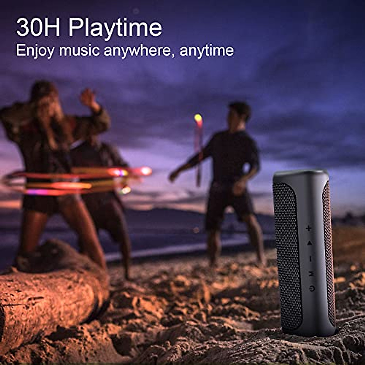 Ortizan Portable Bluetooth Speaker, IPX7 Waterproof Outdoor Wireless Speaker with 24W Loud Stereo Speakers, 30H Playtime, Colorful LED Lights, Dual Pairing, 100ft Bluetooth Range for Home, Travel