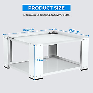 Laundry Pedestal for Washer and Dryer - Fit 27 and 28 Inch Washer and Dryer Stand Heavy Duty Steel 700lbs Capacity Universal Washing Machine Raiser 15.7'' Height White