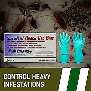 Neogen Sure Kill Roach Gel Bait- Roach Killer Indoor Infestation- Kill Roaches Indoor and Outdoor- Perfect Household Solution- Available with Premium Quality Centaurus AZ Gloves- 40 Gram
