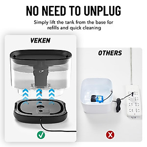 Veken Cat Water Fountain, 84oz/2.5L Automatic Pet Water Fountain Dog Water Dispenser with a Detachable Water Tank, Easy Cleaning for Cats, Dogs (Black)