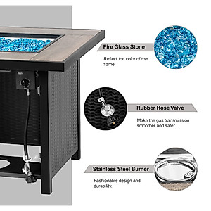 BALI OUTDOORS 30 Inch Propane Fire Pit Table, Gas Fire Pit for Outside Patio Square, 50,000 BTU
