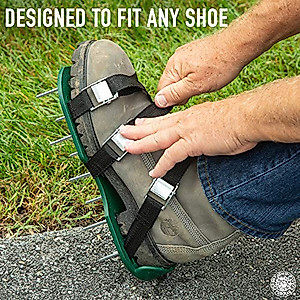 Punchau Lawn Aerator Shoes w/Metal Buckles and 3 Straps - Heavy Duty Spiked Sandals for Aerating Your Lawn or Yard