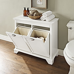 Crosley Furniture Lydia Laundry Hamper with Linen Sorting Bags, Bathroom Storage and Organization, White