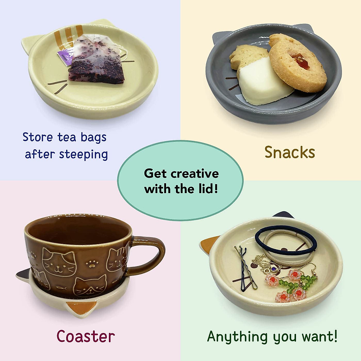 Cute Ceramic Cat Mug with Lid, Pink Cat Mug, Kawaii Coffee or Tea Cup for Cat Lovers, Unique Novelty Cat Gift, Mug and Lid Set (Pink)