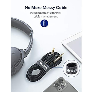 Mr Rex Replacement Cord for Bose 700 QC25 QC35II QC35 QC45 Headphones, JBL Everest 300 650BTNC E55BT Earphone, 2.5mm to 3.5mm Audio Aux Cable[2-Pack, 5ft Nylon-Braided with Mic + 5ft TPE no Mic]
