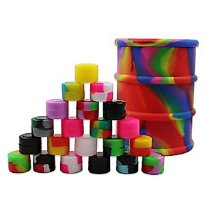 ooDuo Silicone Container Wax - 1pc 500ml Large Barrel Jar + 50pcs Mini 2ml Non Stick Round Storage Container Assorted Color
