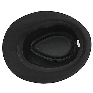 Mens Classic Jazz-Fedora-Hat Manhattan Structured Gangster Trilby Cuban Short Brim Vintage Panama Hats (L:58.5cm/23.03inch, Black)