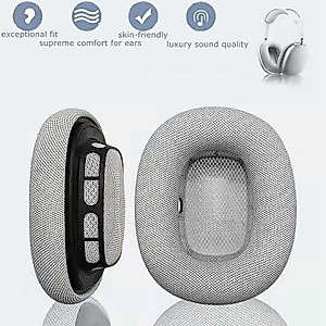 Ear Cushions for appple AirPods Max Replacement Leather earpads Sweat Proof Ear Cups Cushion Replace for airpod max Headphone with Protein Leather Memory Foam and Magnet (White)