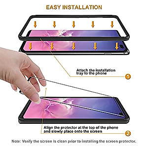 Supershieldz (2 Pack) Designed for Samsung (Galaxy S10 Plus) Tempered Glass Screen Protector with (Easy Installation Tray), (Full Cover) (3D Curved Glass) Anti Scratch, Bubble Free (Black)