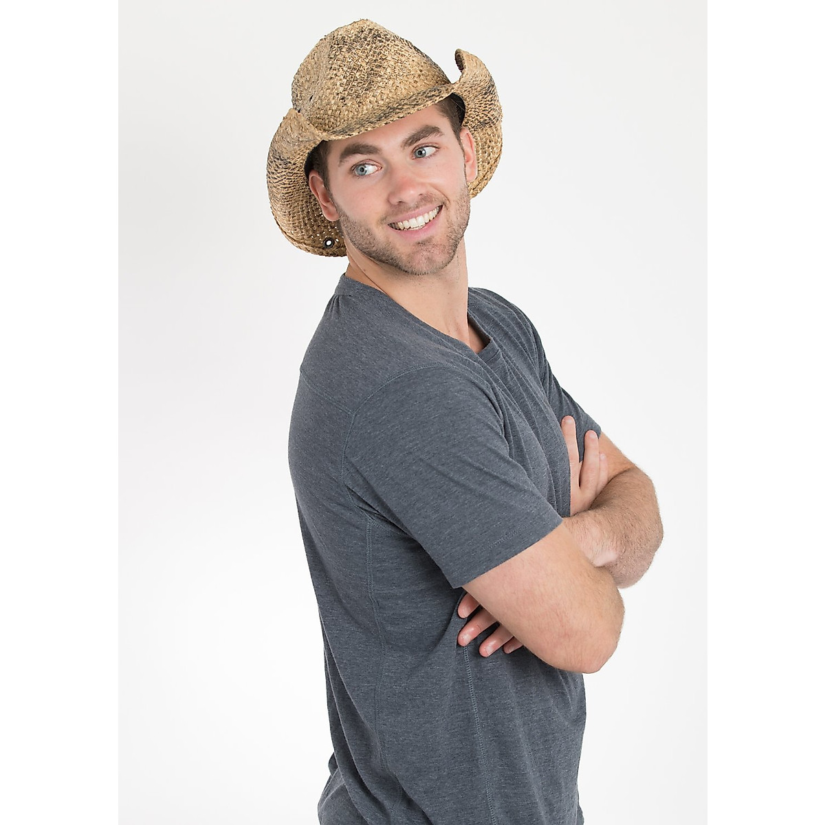 Peter Grimm Drifter Hats, Woven Straw Hat Unisex, Cowboy & Cowgirl (Black, Maverick)