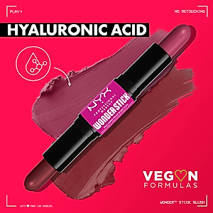 NYX PROFESSIONAL MAKEUP Wonder Stick Blush with Hydrating Hyaluronic Acid, Dual-Ended Cream Blush Stick - Light Peach & Baby Pink