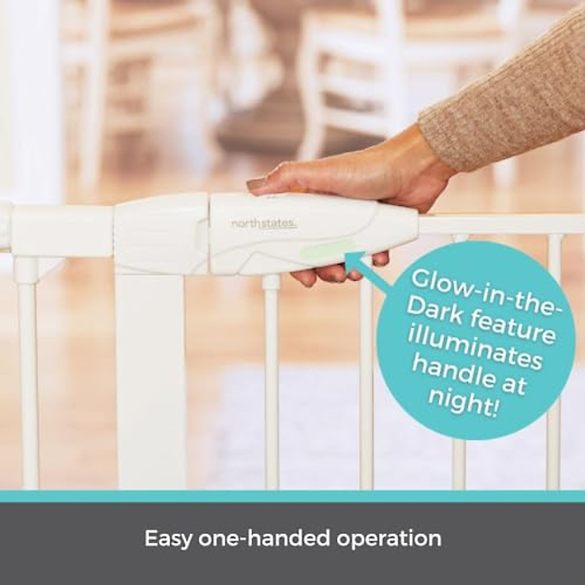 Toddleroo by North States Tall Bright Choice Auto-Close Baby Gate with Door. Pressure Mounted Baby Gate for Doorways, Child Gate Fits Openings 29.75” to 40.5” Wide. (36" Tall, White)