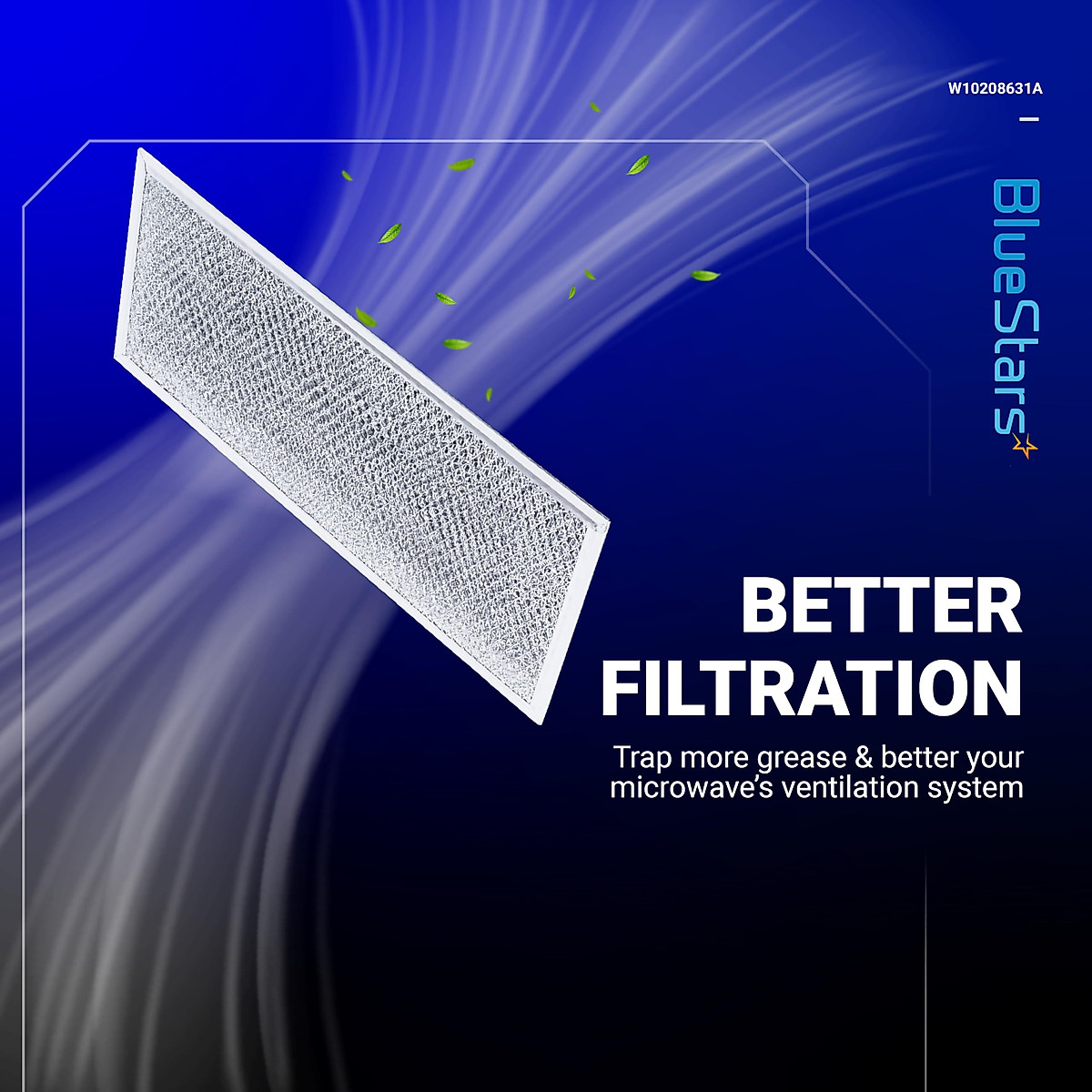 BlueStars 5-Pack W10208631A Microwave Grease Filter Replacement 5.78 x 12.91 Aluminum Mesh Screen Grease Filters - Compatible with Whirlpool G.E Microwaves