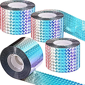4 Roll Bird Tape Thick Tape Bird Tape Outdoor Double Side Bird Scare Ribbon Bird Device, Scare Birds Away, Pigeon, Woodpecker, Geese, 2 Inch, 1440 ft Total