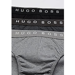 BOSS Men's Cotton 3 Pack Mini Brief, Charcoal/black/Dark Grey, Medium