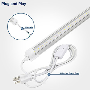 EPESTOEC 4FT LED Shop Light,6300LM,42W,6500K Super Bright White,V Shape Integrated T8 LED Tube Light,High Output Linkable Shop Lights