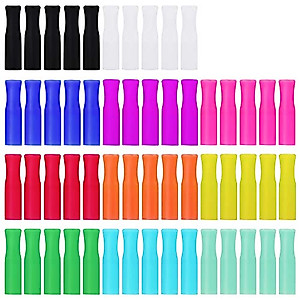 55Pcs Reusable Straws Tips, Silicone Straw Tips, Multi-color Food Grade Straws Tips Covers Only Fit for 1/4 Inch Wide(6MM Out diameter) Stainless Steel Straws by Accmor