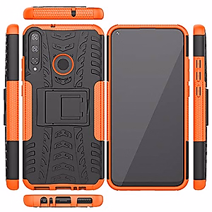 Huawei Y7P Case, Midcas Heavy Duty Dual Layer Hybrid Rugged Reinforced Corners Impact Protection Case Cover with Stand Function for Huawei Y7P / P40 Lite E Orange