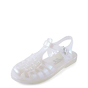The Children's Place Girls Jelly Fishermen Sandals, Holographic, 2 Big Kid