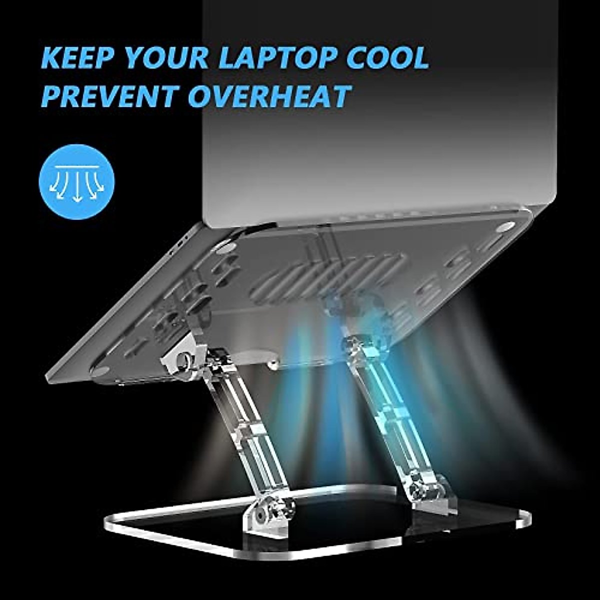 Lpoake Adjustable Laptop Stand, Portable Ergonomic Computer Stand for Laptop, Foldable Laptop Riser for Desk, Compatible with 10 to 15.6 Inches Notebook Computer Laptops (Transparent)