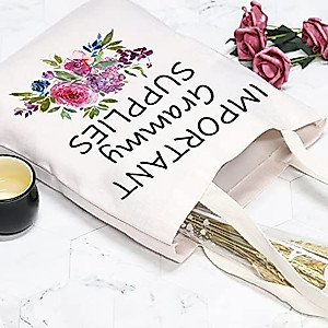 JXGZSO Important Grammy Supplies Tote Bag Grammy Gift Grandmother Gift Best Grandma Ever Gift Mother’s Day Gift (Grammy Supplies Tote)