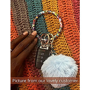 Heesch Bangle Key Ring Bracelet Keychain Key Ring Bracelet for Women, Acetate Circle Keyring for Wrist (Multi Color)