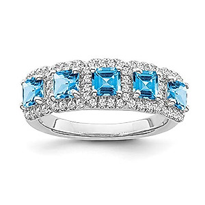 ARAIYA FINE JEWELRY Sterling Silver Diamond and Blue Topaz Ring (1/3 cttw, I-J Color, I2-I3 Clarity), Size 9