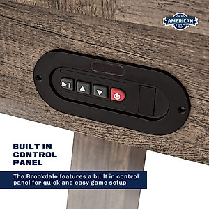 American Legend Brookdale Air-Powered Hockey Table with Rustic Wood Grain Finish, Angled Legs and Turnbuckle Accents Brown, 75.31"L x 38.98"W x 8.5"H