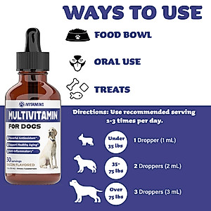 Multivitamin for Dogs | Dog Multivitamin | For Joint Support, Gut & Immune Health, Skin & Heart Health | Dog Vitamins and Supplements | Dog Vitamins Multivitamin | Dog Supplements & Vitamins | 1 fl oz
