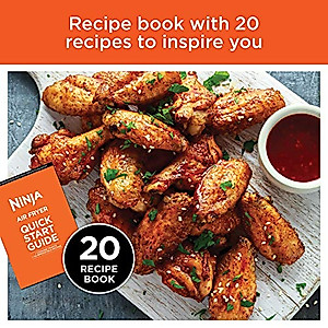 Ninja Air Fryer, 1550-Watt Programmable Base for Air Frying, Roasting, Reheating & Dehydrating with 4-Quart Ceramic Coated Basket (AF101), Black/Gray (Renewed)