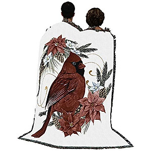 Pure Country Weavers Christmas Cardinal Blanket by Grace Popp - Gift Tapestry Throw Woven from Cotton - Made in The USA (72x54)