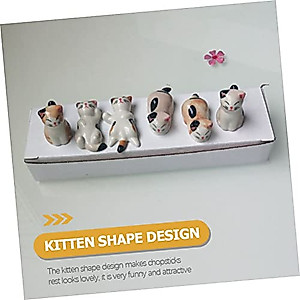 Ciieeo 6pcs Cat Chopstick Rest Chopstick Rack Pillow Ceramic Chopsticks Stand Tableware Holder Ceramic Rabbit Figurine Decorative Chopstick Rest Spoon Rest Holder Kitten Ceramics