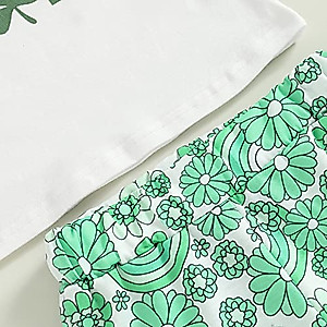 Krogubis Toddler Baby Girl St. Patric.k's Day Outfit 3Pcs Long Sleeve Ruffle T-Shirt Tops Blouse Pants Hairband Pants Set (Green, 6-9 Months)