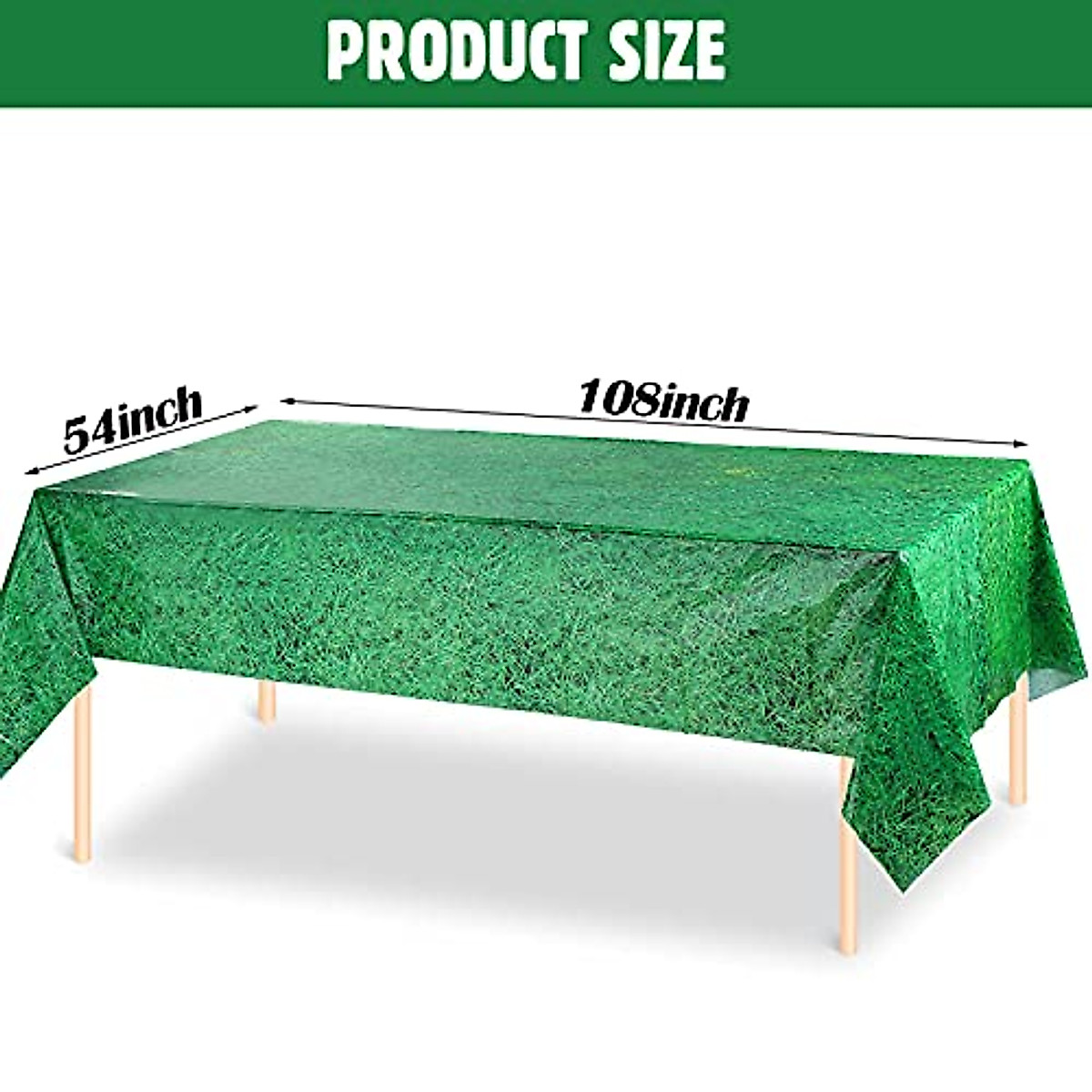 3 Pieces Disposable Plastic Grass Tablecover, Vibrant Green Grass Sign Tablecover for Soccer or Sports Theme Parties Decorations and Supplies, 54 x 108 Inch