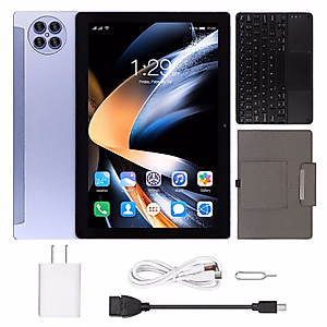 GLOGLOW 10. 1 Inch Tablet, 2.4G 5G WiFi 100-240V 8MP Front 16MP Rear Fast Charging Support Blue Tablet PC 8 Core CPU for Learning for Android 12 (US Plug)