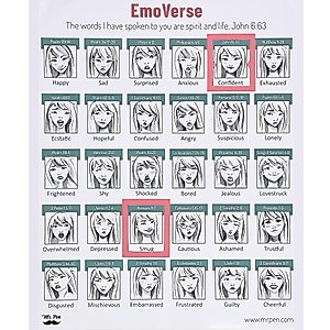 EmoVerse Magnet Feeling Chart with Bible Verse Guide, 14.5"x11.4", Emotions Chart for Kids and Adults, 30 Different Feelings