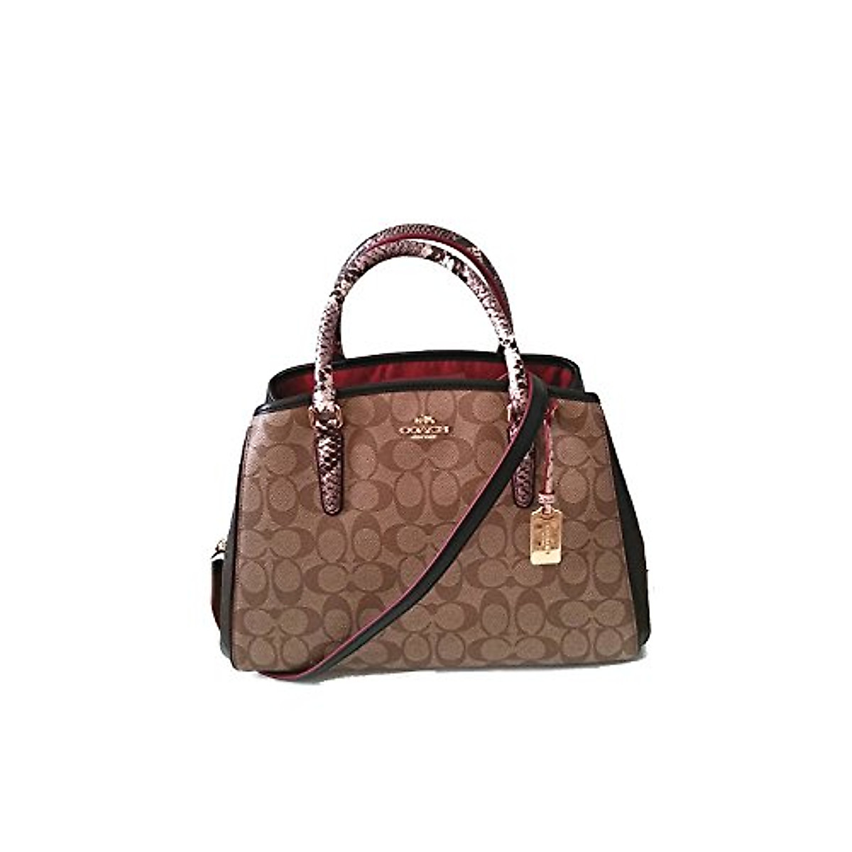 COACH 38380 Signature Exotic Mix SM Margot Crossbody Satchel KHAKI/BLACK