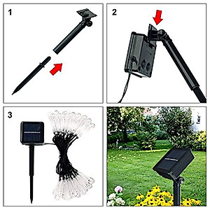 Berocia Solar String Lights Outdoor Waterproof, 20ft 30 LED 8 Modes Outdoor Water Drop Solar Powered String Lights for Patio, Solar Garden Lights for Yard Porch Wedding Party Decoration