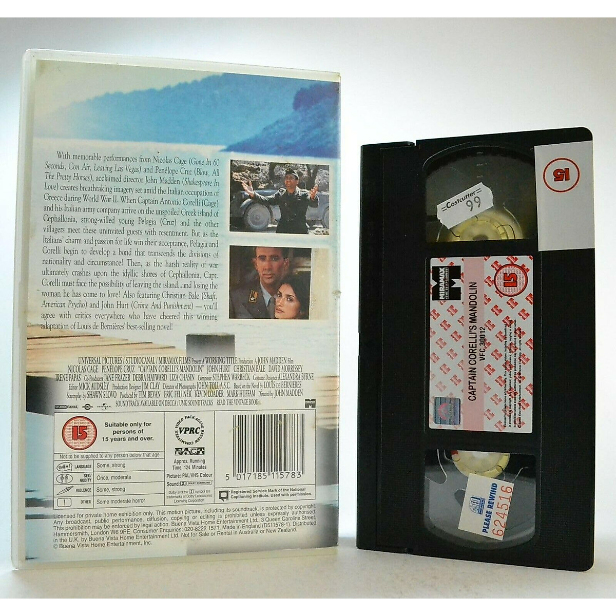 Captain Corelli's Mandolin: Romance/Drama - Large Box - N.Cage/P.Cruz - Pal VHS