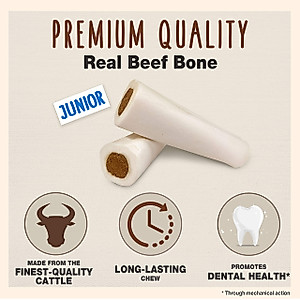 Cadet Junior Stuffed Shin Bones - Highly Digestible, High Protein, Long-Lasting Dog Chew Bone for Aggressive Chewers, Supports Dental Health, - Peanut Butter Flavor, Petite (2 Count)