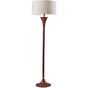 Adesso 1601-15 Rebecca Floor Lamp Walnut Rubberwood with Antique Brass Accent