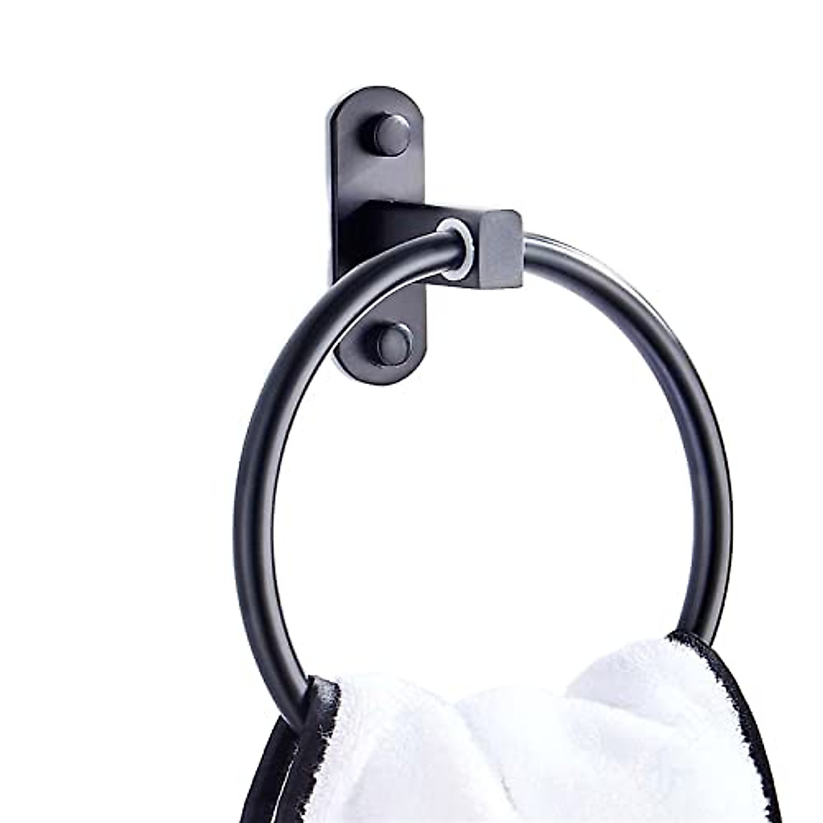 VEMMIO Towel Ring Black Hand Towel Rings Holder Aluminum Round Bar Washroom Wall Mounted Bath Hanger Rack Shelf Bathroom Accessories